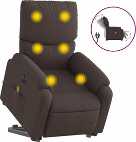 Elektrické zvedací masážní polohovací křeslo tmavě hnědé textil 3204865