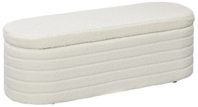 HOMCOM Ložnicová lavice s úložným prostorem a dřevěnými nohami, vysoká stabilita, plyšové rouno, nosnost 120 kg, 116x41x40,5 cm, krémově bílá | Aosom…
