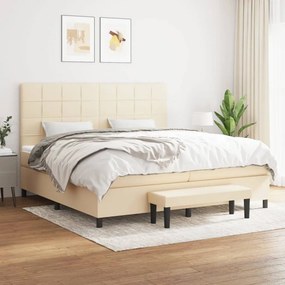 Box spring postel s matrací krémová 200x200 cm textil 3136626