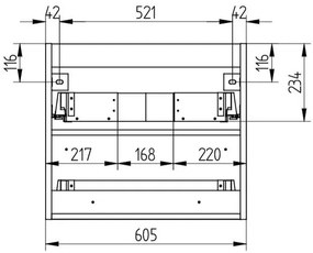 EBS Pure Skříňka s keramickým umyvadlem slim 61 cm, dub Ribbeck/bílá S_PURESL61R