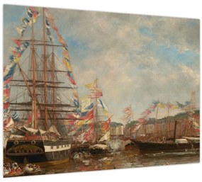 Obraz - Eugène Boudin, Festival in the Harbor of Honfleur, reprodukce (70x50 cm)