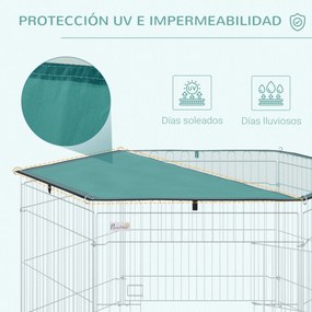 PawHut Ohrádka pro psy 6 panelů 59x60 cm Skládací kovový plot pro domácí mazlíčky s dveřmi a zámkem a stříškou pro zahradu a terasu