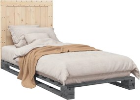 Rám postele s čelem šedý 90 x 200 cm masivní borové dřevo 3281544