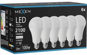 Mexen Nova 6x LED žárovka E27, A70, 20 W, Neutrální - 4000K, 2100 lm - L100-E27-2040-01x06