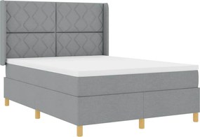 Postel s boxspringem s čelo Světle šedá 160 x 200 cm textil 3341903
