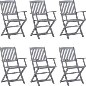 vidaXL Skládací zahradní židle s poduškami 6 ks masivní akáciové dřevo [3065431] Barva: Béžová