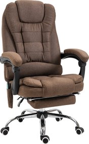 Vinsetto Masážní a Hřejivá Kancelářská Židle Ergonomická Kancelářská Židle S Nastavitelnou Výškou Sklopné Zádové Opěrky S Odkládacím Podnožím + Integ…