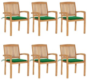 Stohovatelné zahradní židle s poduškami 6 ks masivní teak,  3073230