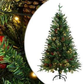 Vánoční stromek s LED diodami a šiškami zelený 150 cm PVC a PE,  3094556 HangarStore.cz