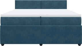 Box spring postel s matrací modrá 200 x 200 cm samet 3287828