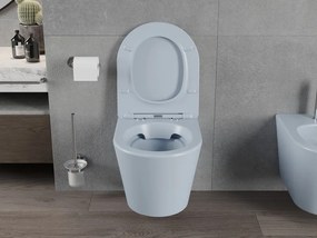 Mexen, Mexen Rico miska wc Rimless z desk wolnoopadającą slim, duroplast, szara-nebíská mat - 30724069