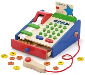 Dřevěná pokladna s příslušenstvím Montessori skener Viga Toys