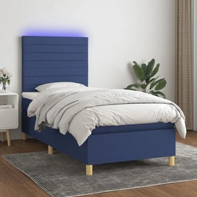 Box spring postel s matrací a LED modrá 120x190 cm textil