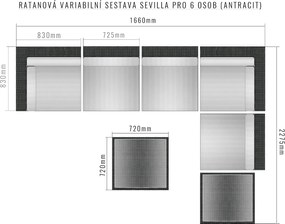 DEOKORK Ratanová variabilní sestava SEVILLA  pro 6 osob (antracit)