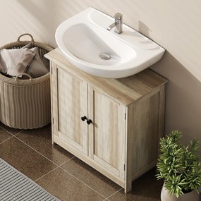 HOMCOM spodní skříňka pod umyvadlo, koupelnová skříňka se 2 dveřmi, nastavitelná přihrádka, odolná proti vlhkosti, 60 x 30 x 60 cm, Šedá