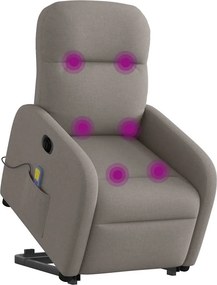 Elektrické zvedací masážní polohovací křeslo taupe textil 3303009
