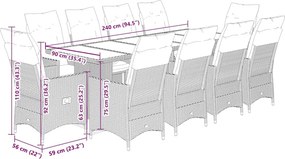 11dílný zahradní bistro set s poduškami šedý polyratan 3277262