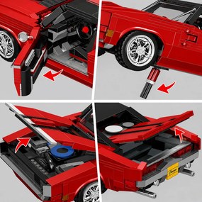 LEAN Toys Stavebnicové kostky – sportovní auto Charger, červené, 1869 dílů