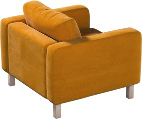 Potah na křeslo IKEA Karlstad, krátký barva žlutá látka lesklé, sametová