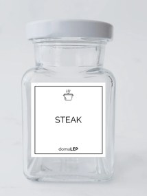Samolepka na kořenky STEAK bílá 5 × 5 cm základní písmo