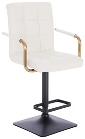LuxuryForm DESIGN Barová židle VERONA GOLD na černé hranaté podstavě - bílá