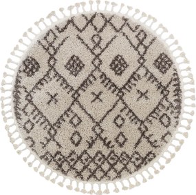 Dywany Łuszczów, Kusový koberec Berber Tanger B5940 cream and brown kruh, 120x120 (průměr) kruh, hnědá, obývací pokoj