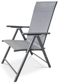 Zahradní židle, kov, síťovina, šedá, AZC-S1116 GREY