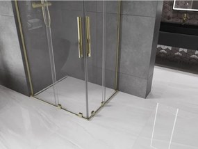 Mexen Velar L Duo, sprchový kout s posuvnými dveřmi 100 x 90 cm, 8mm čiré sklo, zlatá lesklá, 871-100-090-02-03-50