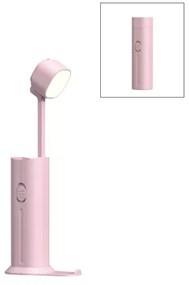 HJ Multifunkční přenosná skládací LED stolní lampa na čtení či baterka a power bank s USB připojením,  stojanem a nastavitelnou hlavičkou Barva: růžo…