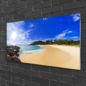 Obraz na skle Slunce Moře Pláž Krajina 125x50 cm