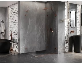 Mexen Lunar-F L, pravý sklápěcí sprchový kout 95 x 80 cm, 8mm čiré sklo, profil růžové zlato, 836L-095-080-60-00-P