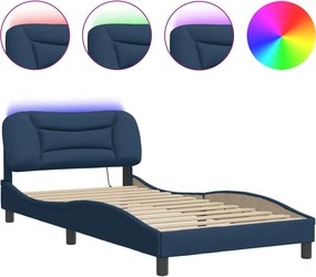 Rám postele s LED bez matrace Hvar Modrá 100x200 cm Látka 3213689