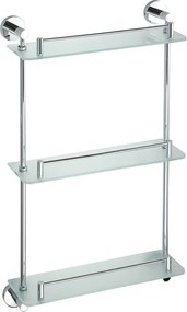 Sapho Sapho, X-ROUND E skleněná polička trojitá s hrazdou 380x675x130mm, chrom, XR608