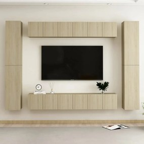 4Dílný Set Tv Skříněk Černý Dřevotříska dub sonoma 10 60 cm