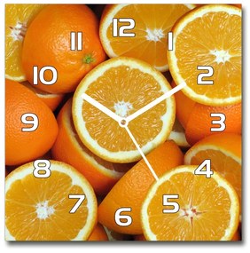 Wallmuralia Skleněné hodiny čtverec Půlky pomerančů 30x30 cm