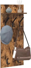 věšák, nástěnný, 1 prkno, polička, háčky, kompozitní dřevo, 90x40x10 cm, kouřový dub, Dekorino TK20260010