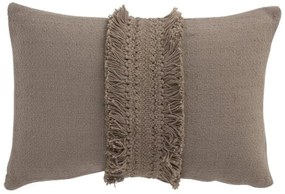 Taupe bavlněný polštář Fransen Rand s třásněmi - 30*45 cm