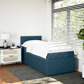 Box spring postel s matrací modrá 100 x 200 cm samet 3287660