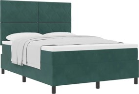 Postel s boxspringem s čelo Tmavě zelená 140 x 200 cm samet 3339905