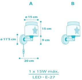 Dalber 76019T - Dětské nástěnné svítidlo BABY DREAMS 1xE27/15W/230V modrá