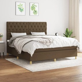 Box spring postel s matrací tmavě hnědá 160x200 cm textil 3142588