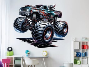 Monster truck 02 textilní přelepitelná samolepka na zeď arch 75 x 59 cm
