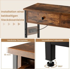 Costway Stolní nabíjecí stanice Entryway se 2 zásuvkami a 2 kovovými mřížkovými