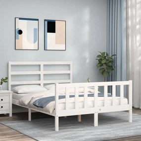 vidaXL Rám postele s čelem 120 x 200 cm masivní dřevo [3191904] Barva: Bílá
