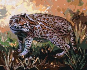 zuty zuty - malování podle čísel - ocelot v trávě (d. rusty rust), 40x50 cm, plátno+rám