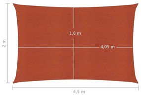 vidaXL Stínící plachta 160 g/m² cihlová 2 x 4,5 m HDPE