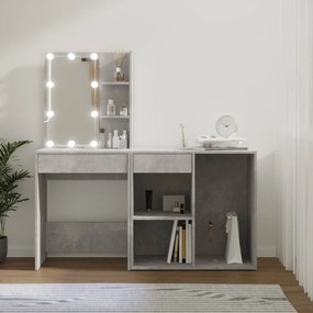 LED toaletní stolek se skříňkou betonově šedý kompozitní dřevo - Default Title