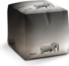 Sablio Taburet Cube Slon a zebra - 60x60x60 cm