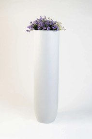 Vysoký květináč SOLERIO, sklolaminát, výška 120 cm, bílý mat, outlet
