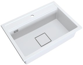 Gamma Quadro 7050, 1-komorový granitový dřez 700x500x220 mm, bílá, GMA-ZLE000236